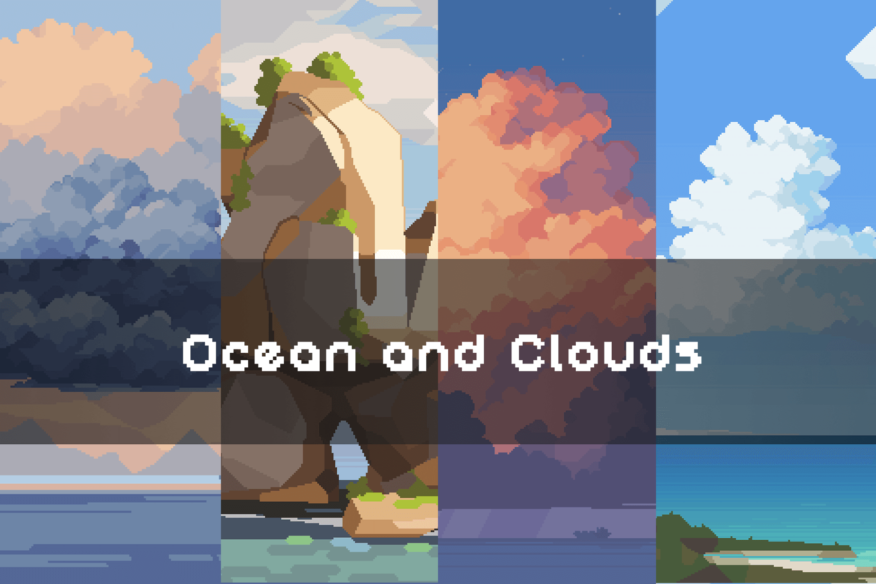 Free Ocean and Clouds Pixel Backgrounds by Free Game Assets (GUI ...
