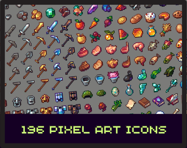Pixel art icon pack 16x16 by VilRink