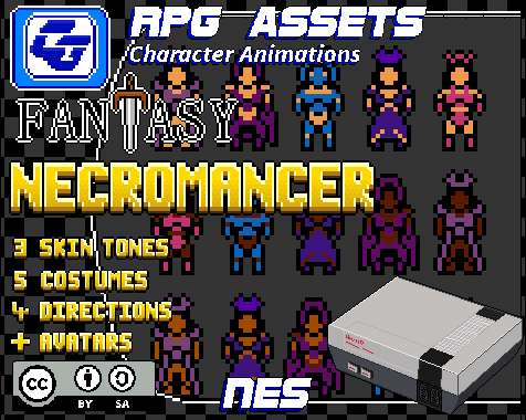RPG Asset Character 'Necronmancer' NES Female by chasersgaming
