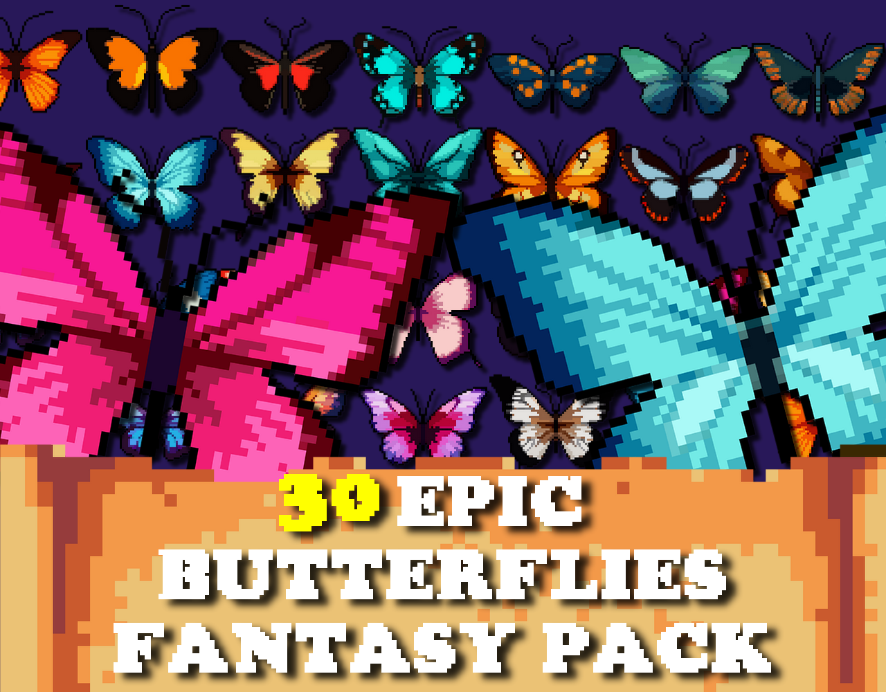 Butterfly pack - Pixelart / Pixel Art sprite Insects Pack for RPG ...
