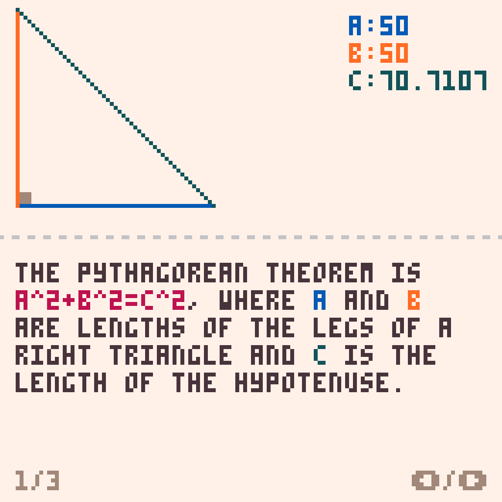 PICO-8 pythagorean theorem by José Aular