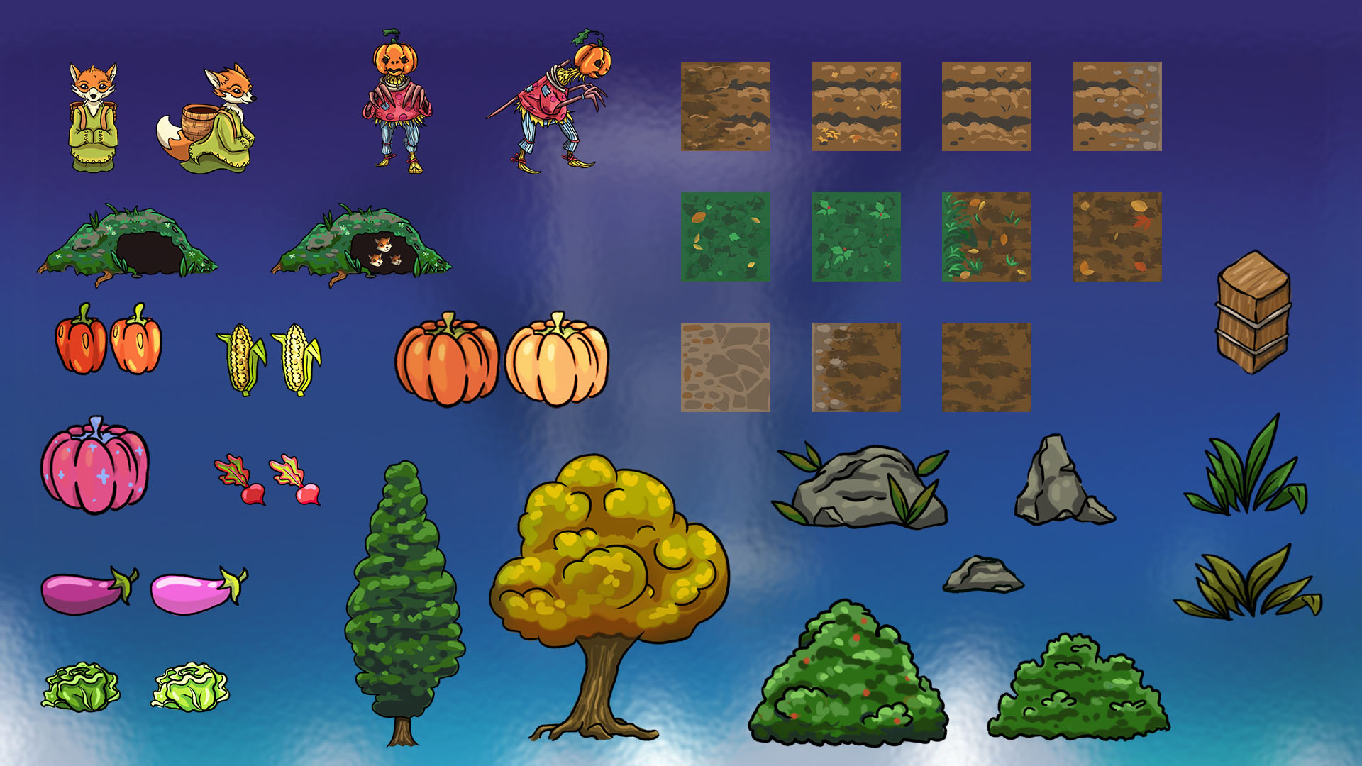 Farm 2D Pack - Harvest Fox by OlaskaArt