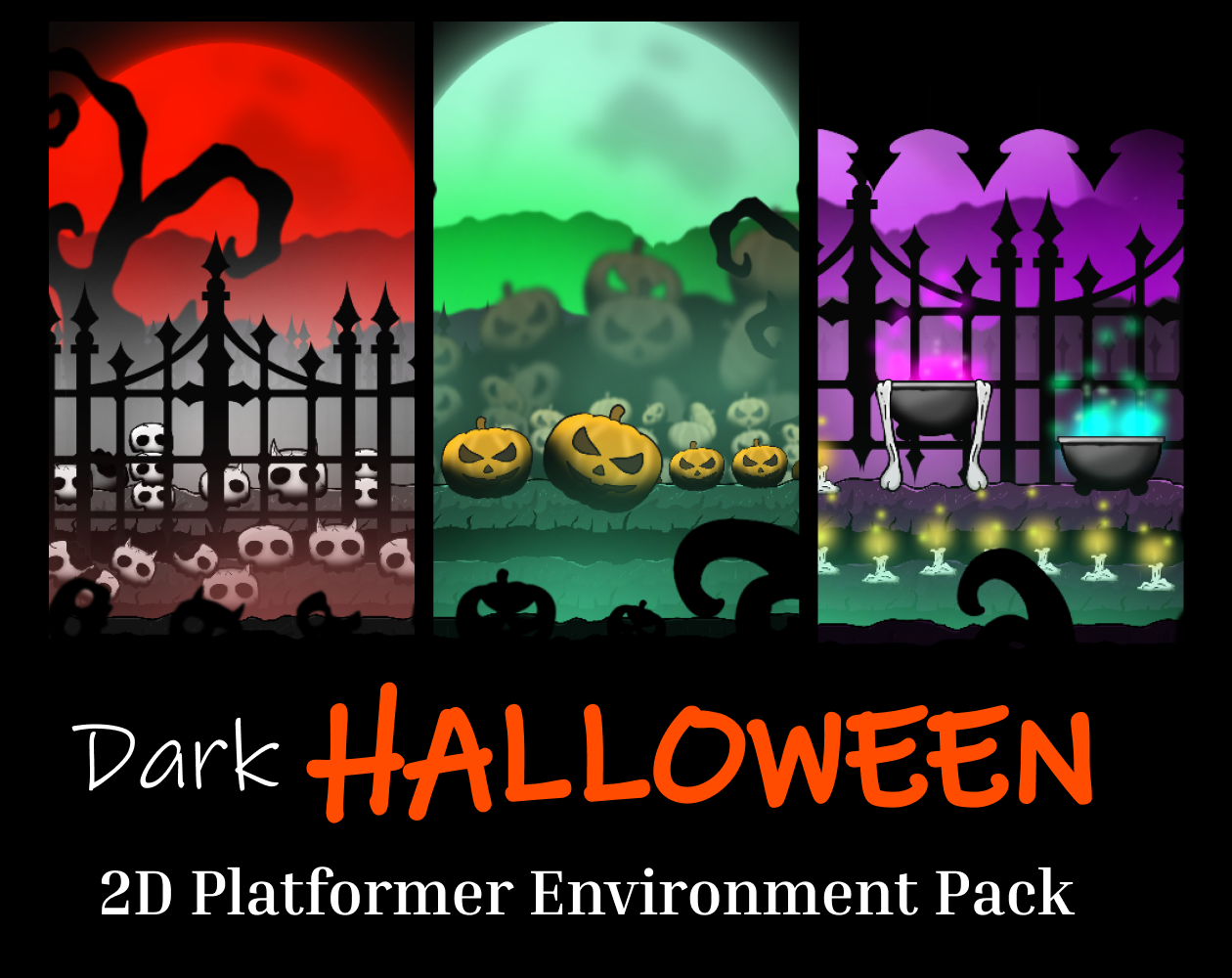 Dark Halloween: 2D Platformer Environment Pack by Lucas Neves