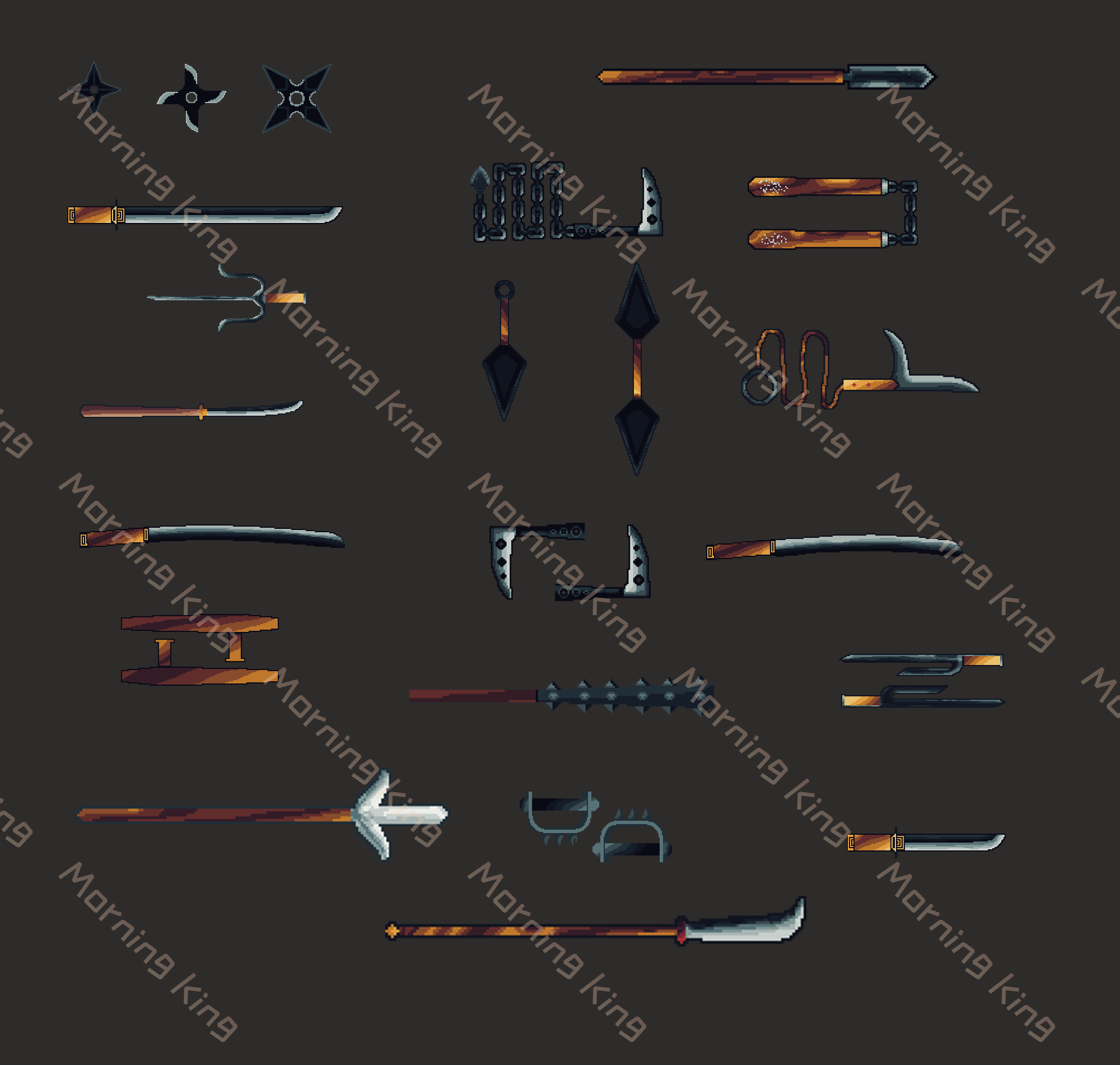 Pixel Japanese Weapons by morningkingdom