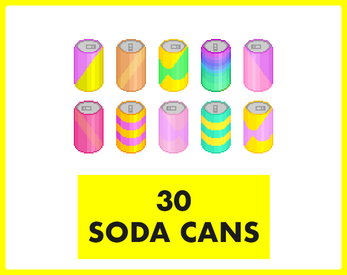 30 Pixel Art Soda Cans - Asset Pack by Satimo Design