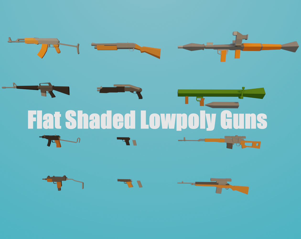 Flat Shaded Lowpoly Guns by Sami