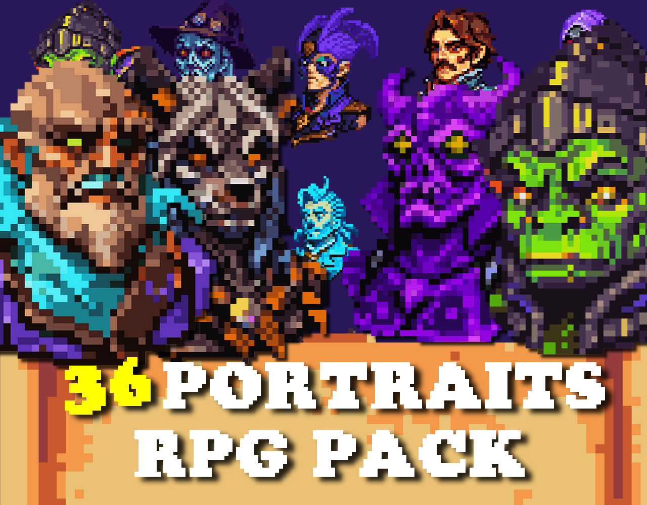 36 RPG Fantasy Portrait - Pixelart / Pixel Art sprite Portrait Pack for RPG fantasy by CaptainSkolot