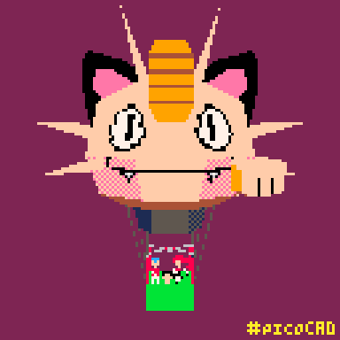 Meowth Balloon PicoCAD by TomDoy