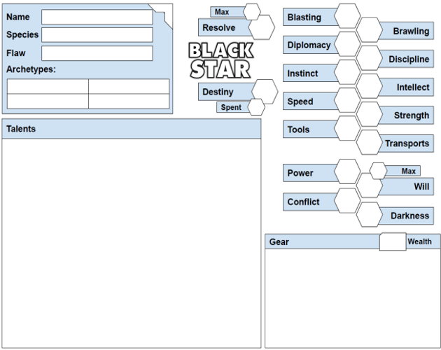 Black Star Character Sheet by Random Nobody
