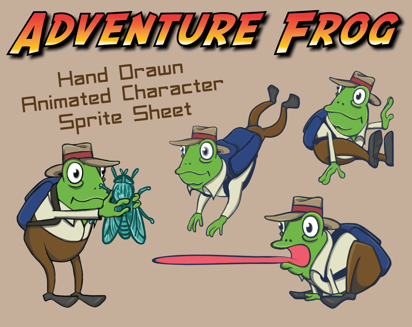 Adventure Frog - Hand Drawn Animated Character by intellikat