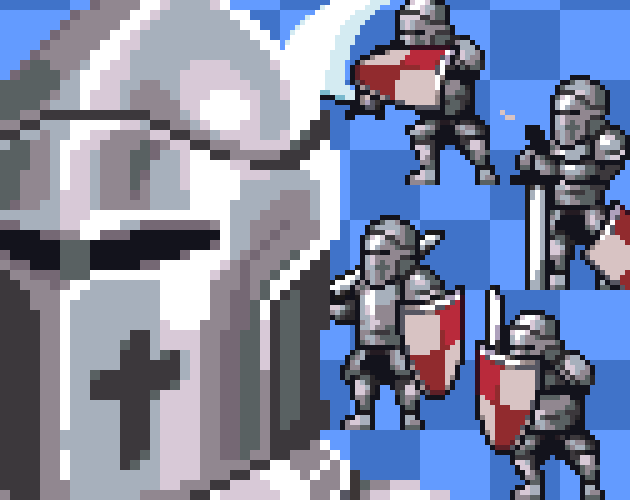 Heavy Pixel Art Knight Character - 2D Sidescroller by GandalfHardcore