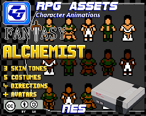 RPG Asset Character 'Alchemist' NES Male by chasersgaming