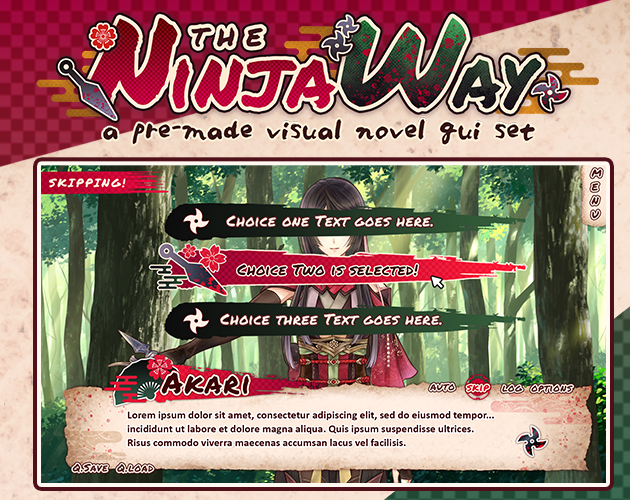 Ninja Way: a pre-made visual novel GUI Set by Akira Assets