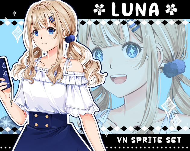 Luna - Visual Novel Sprite Set by Au Crowne
