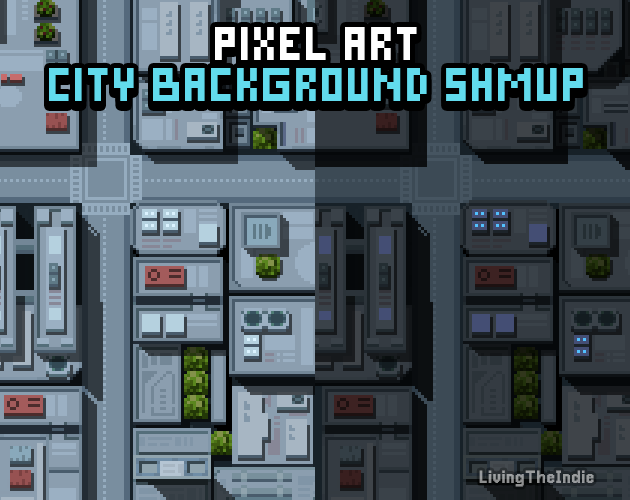 Pixel Art City Background for SHMUP by DyLESTorm