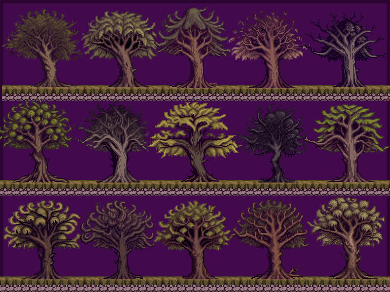Trees Dark Pixel Art Pack by PixelSkeys