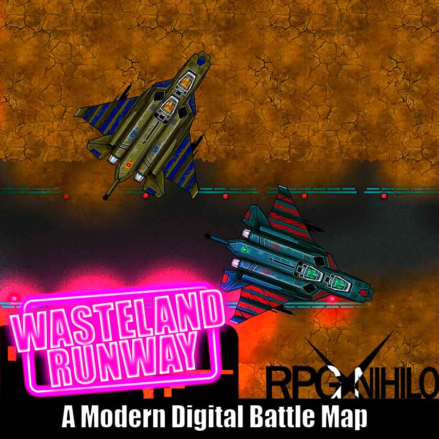 Wasteland Airport Runway (30x17 IN) Modern Digital Battle Map by rpgxnihilo