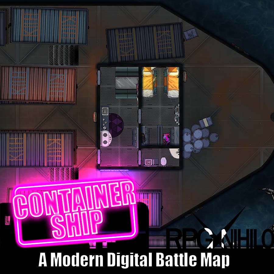 Container Ship (30x17 Inch) Modern Digital Battle Map by rpgxnihilo