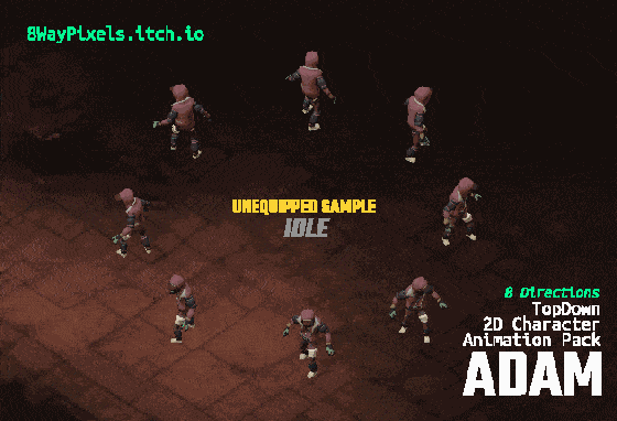 Top Down Character Action Pack - Adam by 8WayPixels