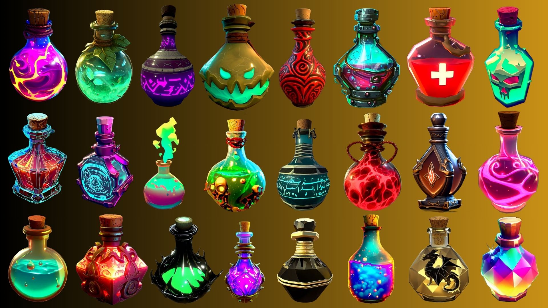 140 PNG potion art, game icons, +50 bonus by lucasacqua