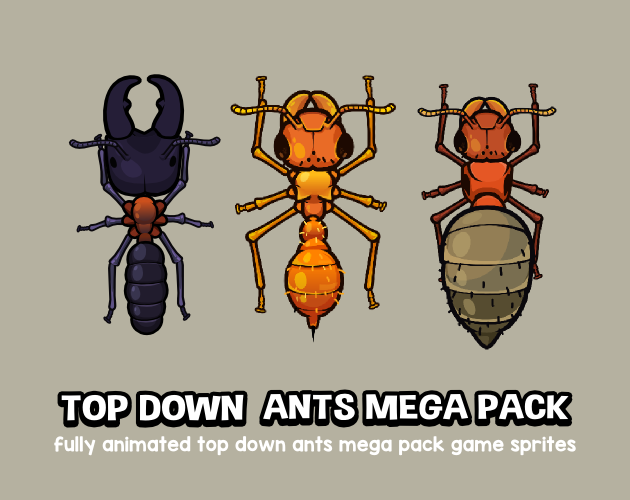 Top down ants mega pack by Robert Brooks - gamedeveloperstudio.com