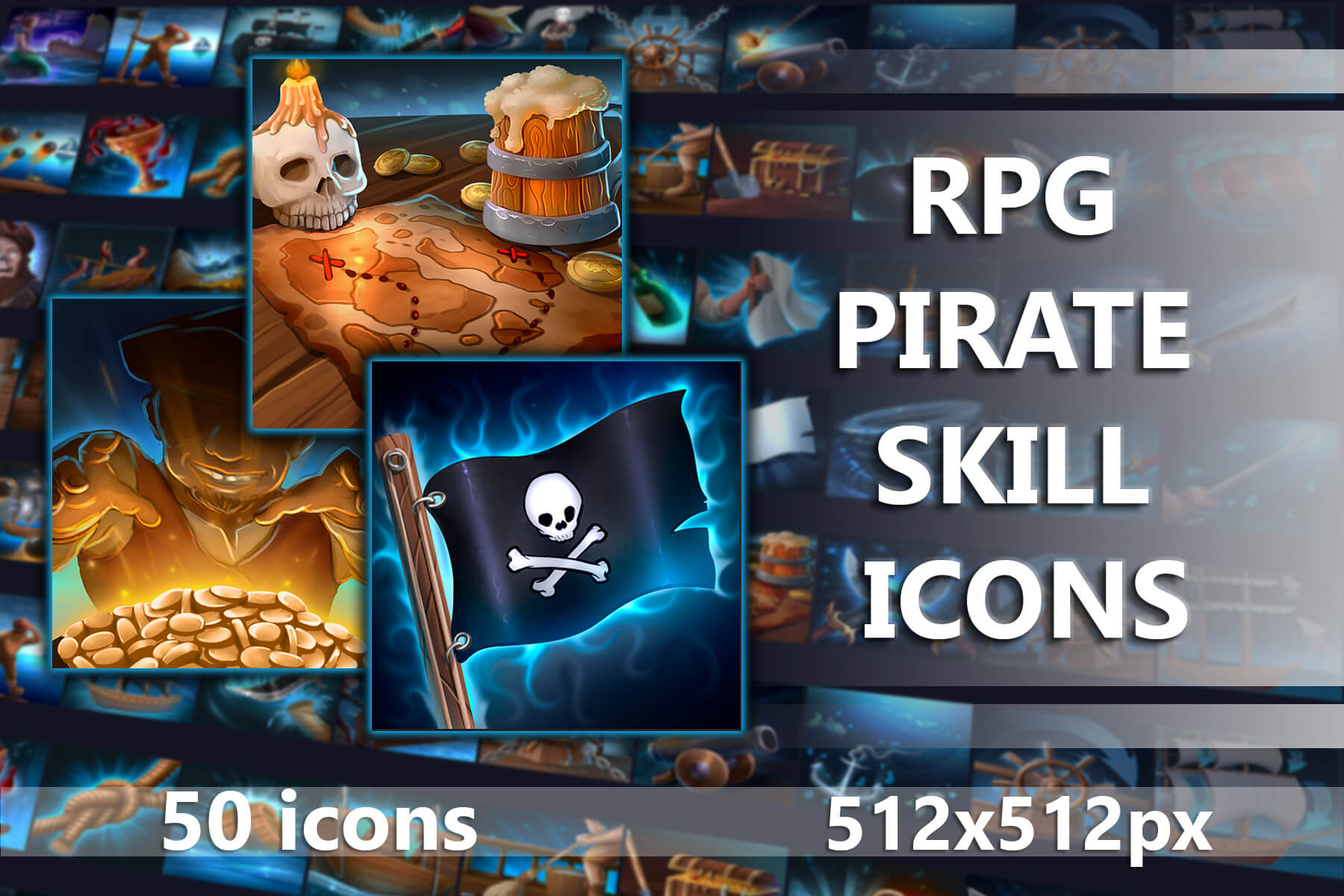 Free Pirate Skill 512x512 Icons by Free Game Assets (GUI, Sprite, Tilesets)