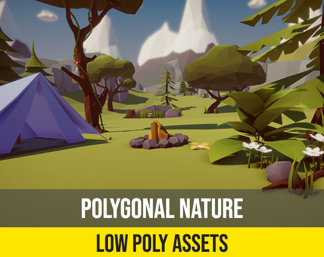 Low Poly Polygonal Nature Pack with Trees, Grass and Rocks by JustCreate3D