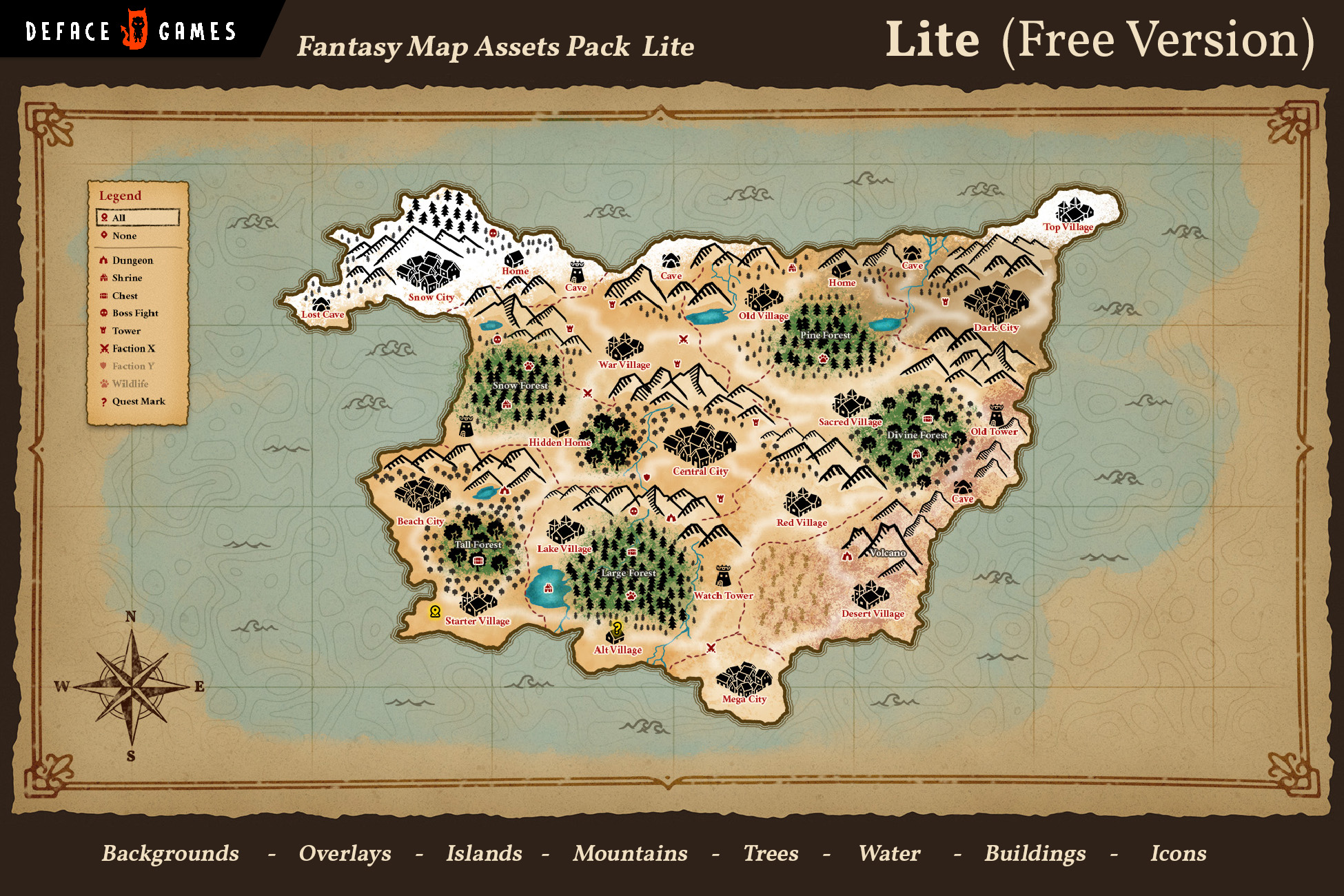 Fantasy Map Assets Pack Lite by Amanz