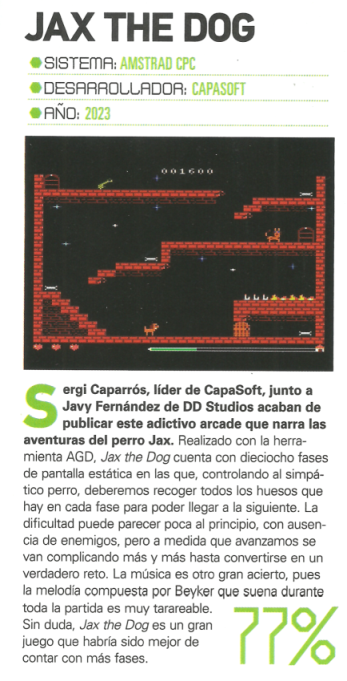 JAX THE DOG en RetroGamer nº45 - itch.io