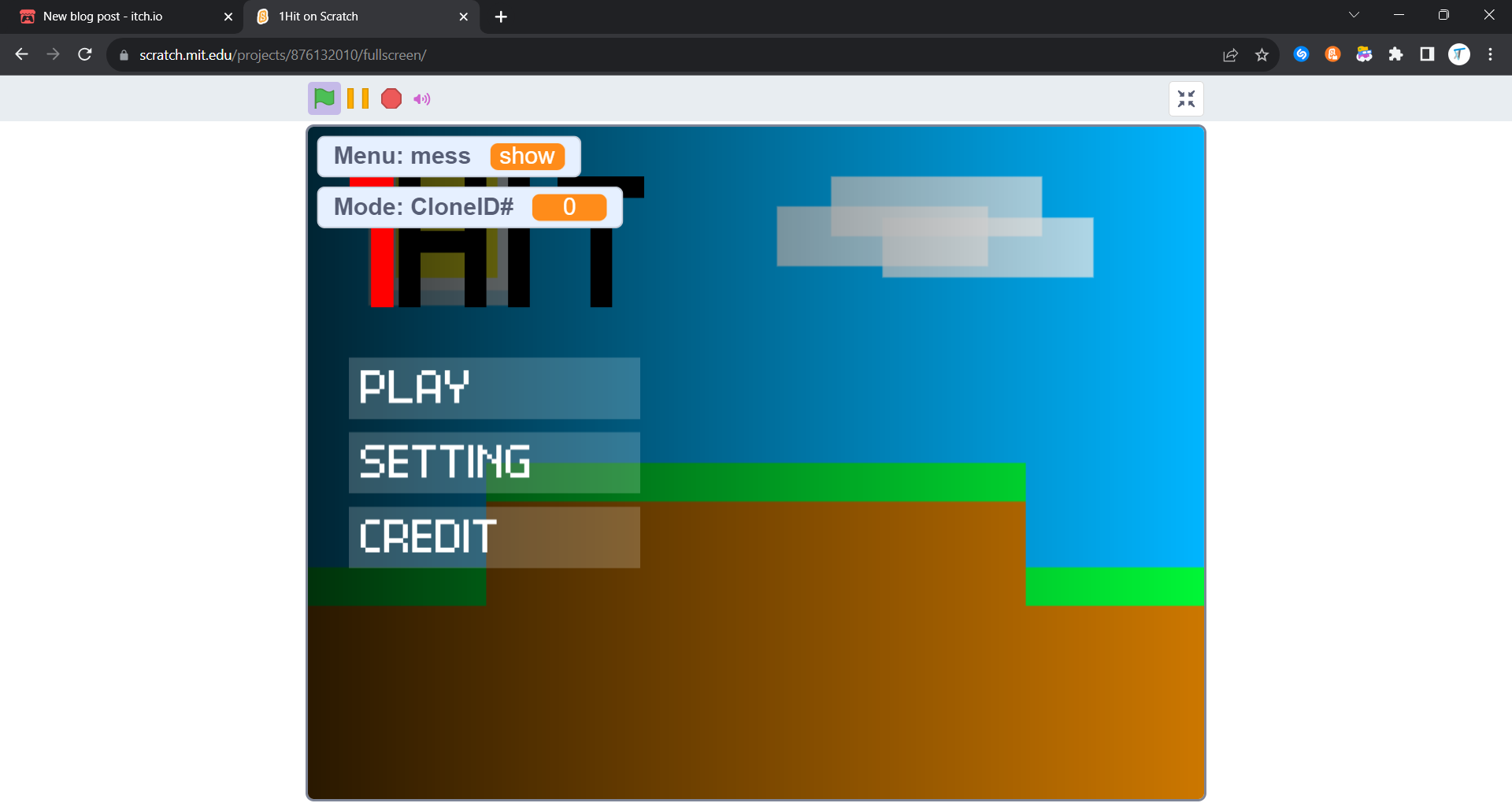I am doing the new scratch game (combat) - itch.io