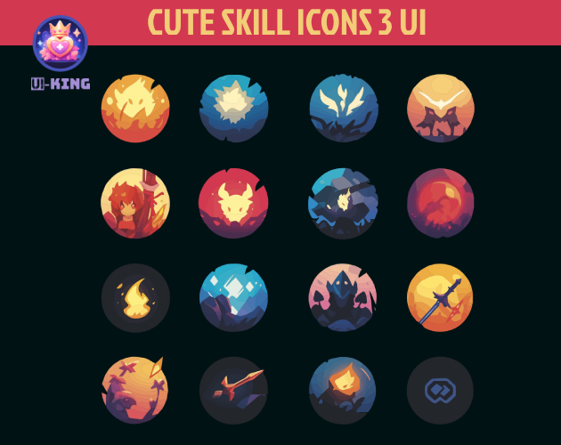 CUTE VECTOR SKILL ICONS UI 3 by UI-KING