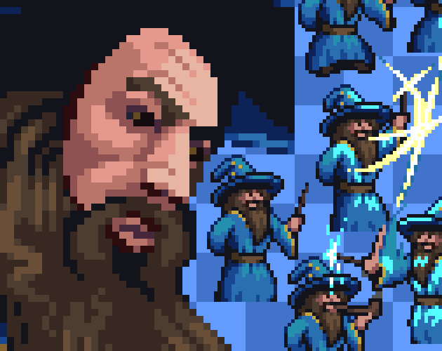 Pixel Art Wizard Character - 2D Sidescroller by GandalfHardcore