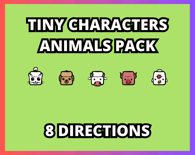 Tiny Characters Animals Pack Hand-Drawn Top Down 8 Directions by RGS_Dev