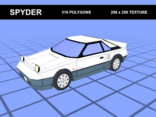 3D Lo-Poly Car : Spyder - PSX Pixel Style by biscuitlocker