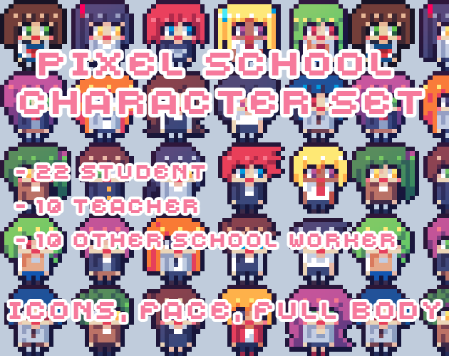 Pixel School Character Set by kanomwan