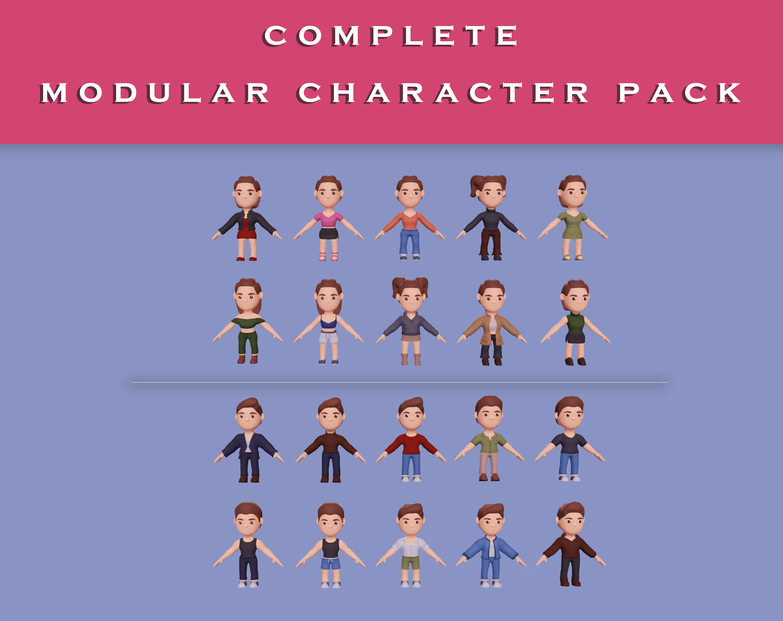 Low Poly Modular Character Assets - Complete Pack by Lunaria Assets