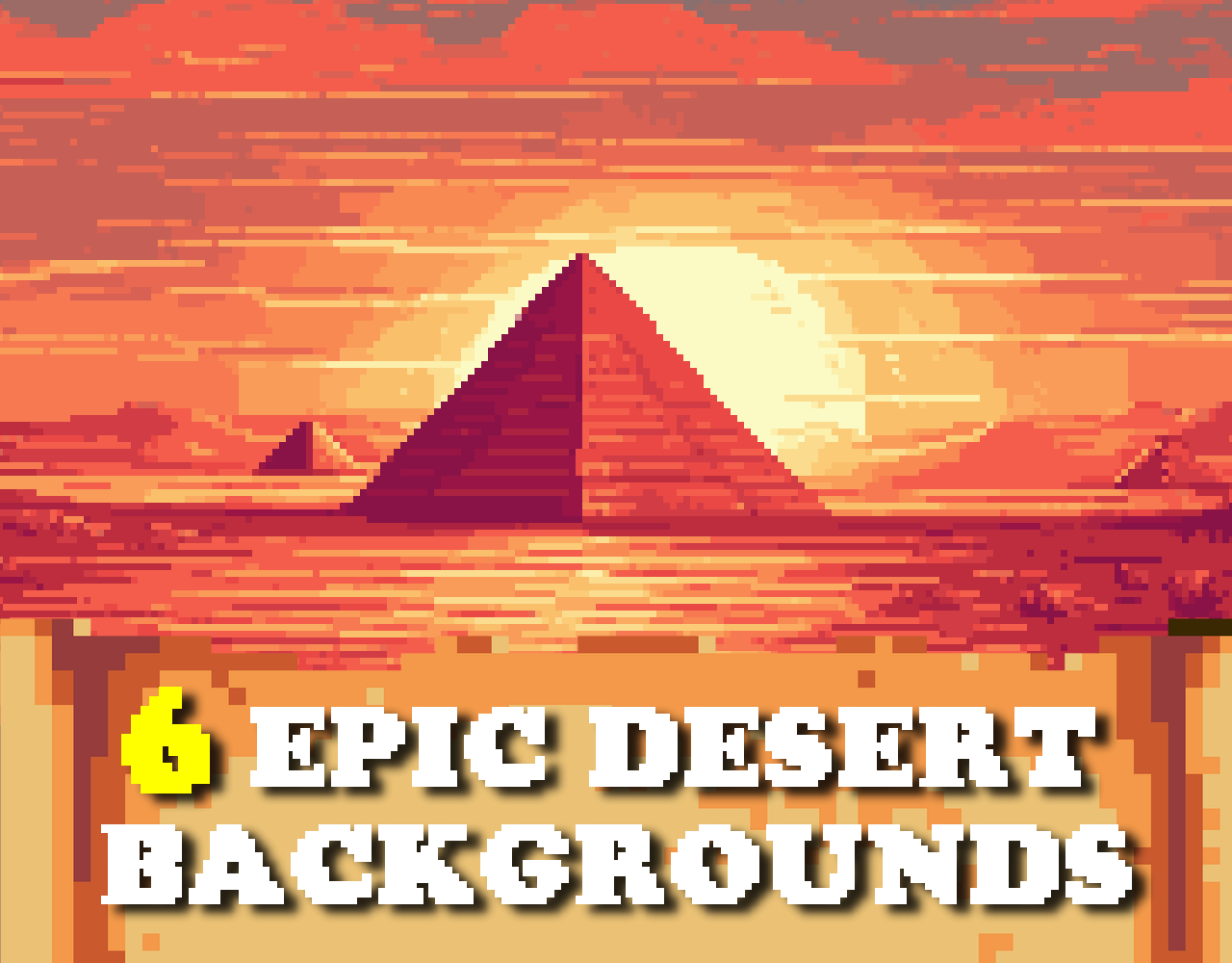 Desert Pack background (Pyramid, Temple, palm trees) Assets - Pixelart ...