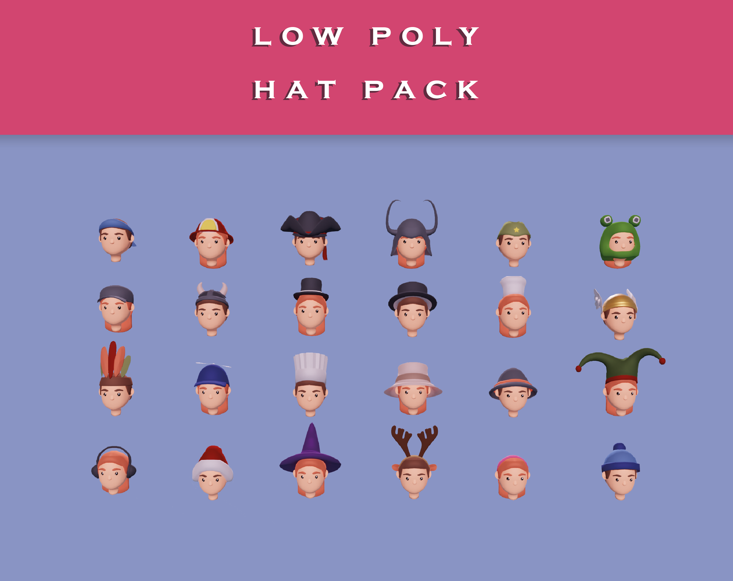 Low Poly Hat Pack by Lunaria Assets