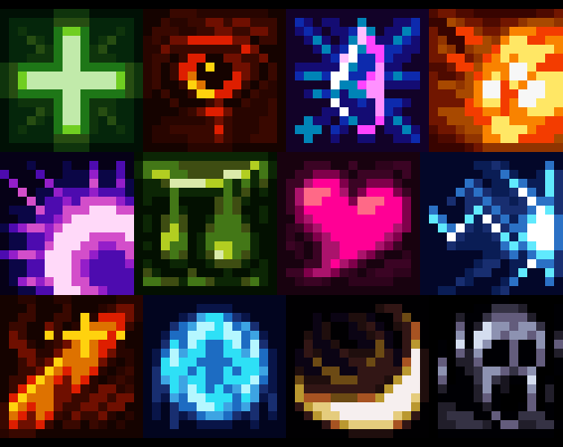 100 Pixel Art Buffs and Ability Icons Pack by GandalfHardcore