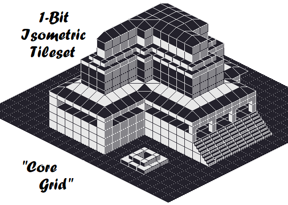 1-Bit Isometric Tileset - "Core Grid" by Vivante