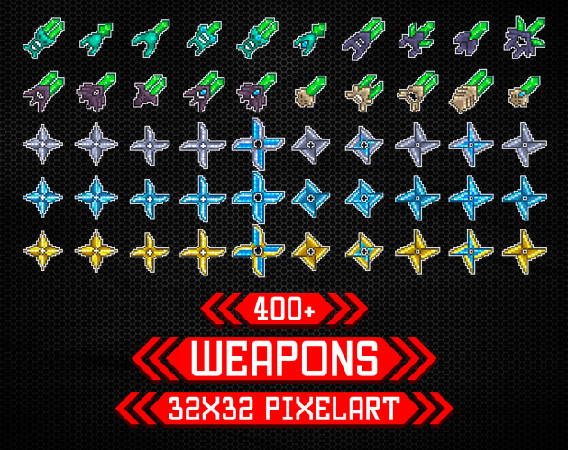 Weapons Icons 32x32 Pixelart by ELV Games