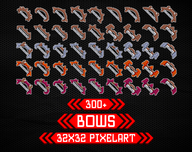 Bow Icons 32x32 Pixelart by ELV Games