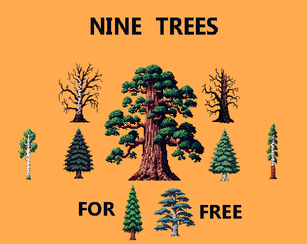 9 Pixel Art Trees for free by Babanagi