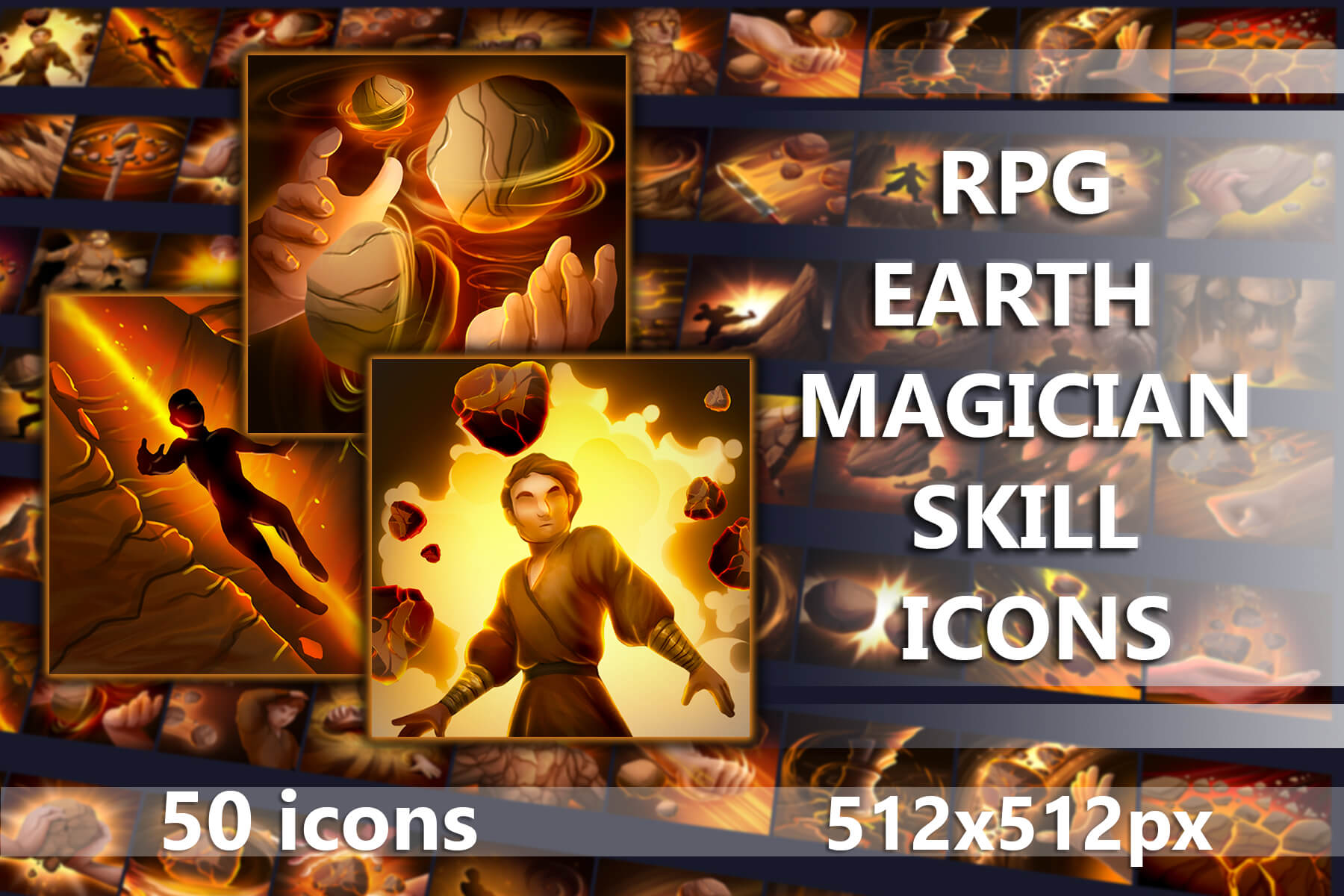Earth Magician Skills Icon Collection by Free Game Assets (GUI, Sprite ...