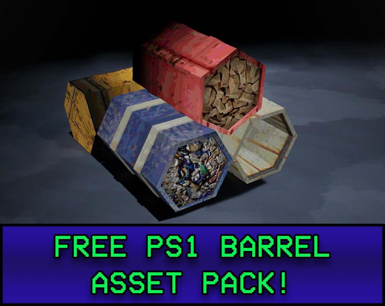 PSX PS1 Free Barrels Low Poly - Asset Pack by Stay Retro