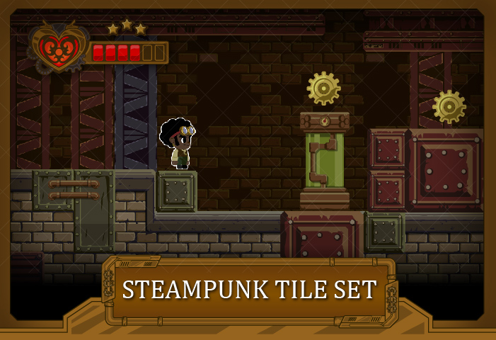 Steampunk Side Scroller Tile Set by GabrielaTot