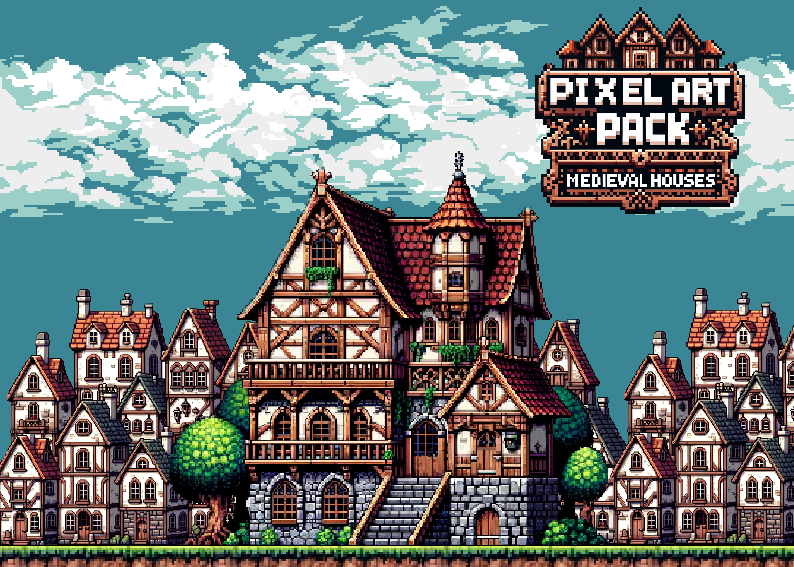 Pixel Art Pack - Medieval Houses by CloudVortexGames