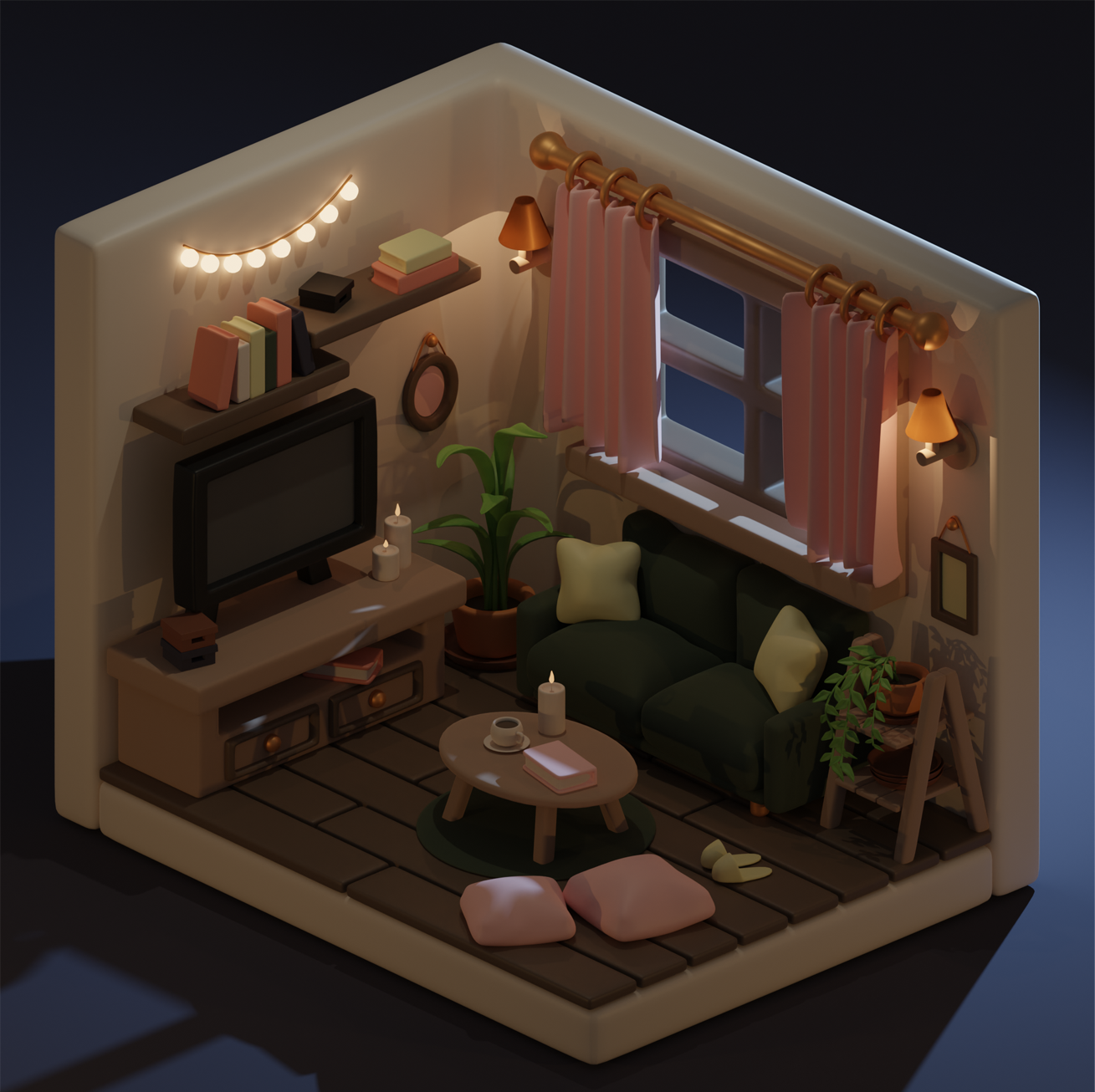 2D and 3D living room game assets by Gorjana Kalevska