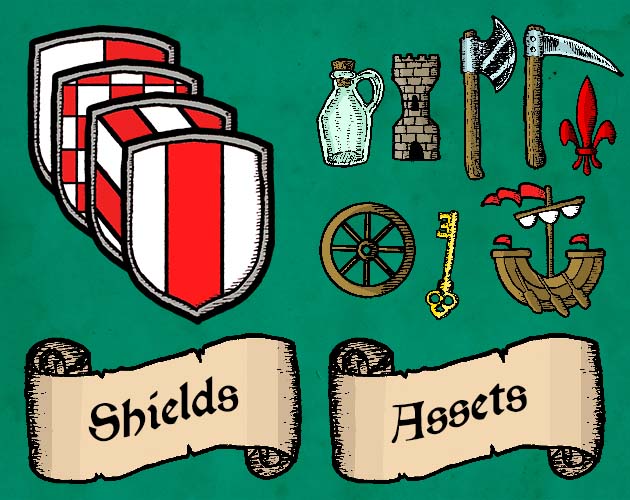Heraldic blazon modular assets by Sahaak Games