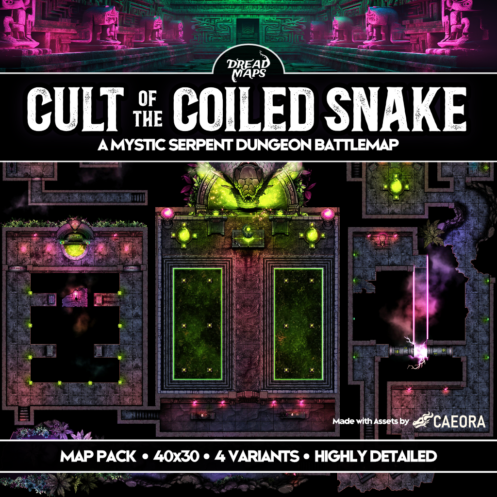 Cult of the Coiled Snake TTRPG Battlemap by Dread Maps